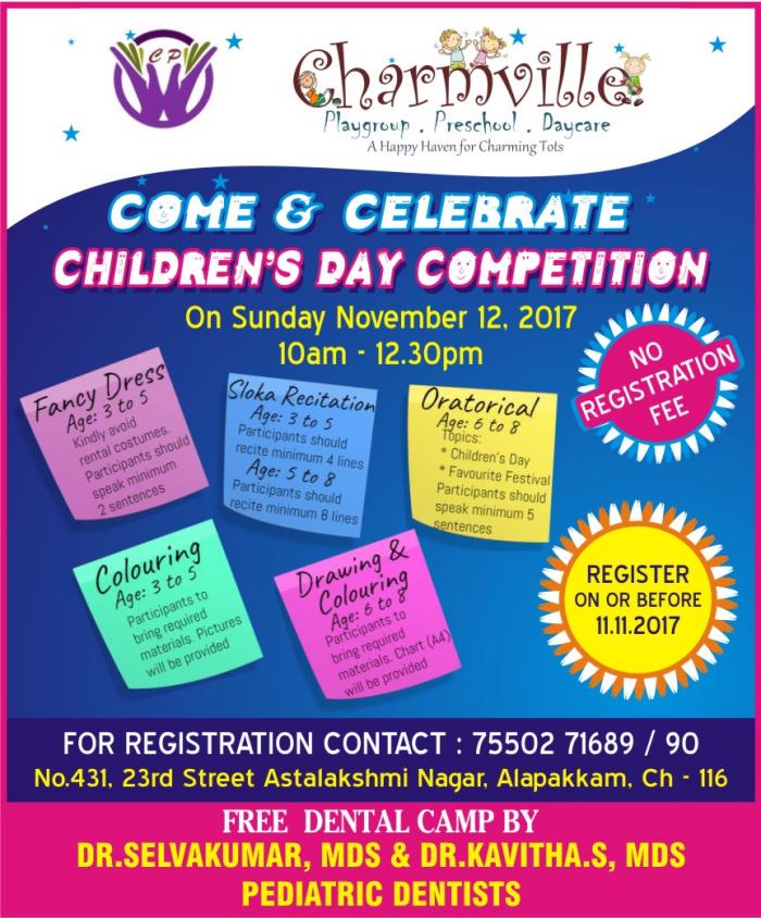 Children s Day Competitions By Charmville Play School Kids Contests
