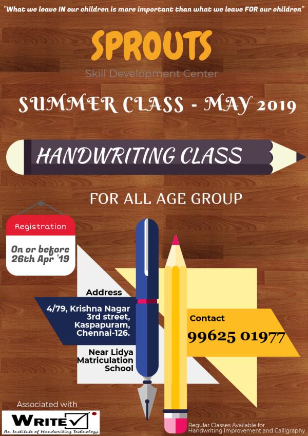 Summer Camp Handwriting Classes At Mappedu Selaiyur Kids Contests