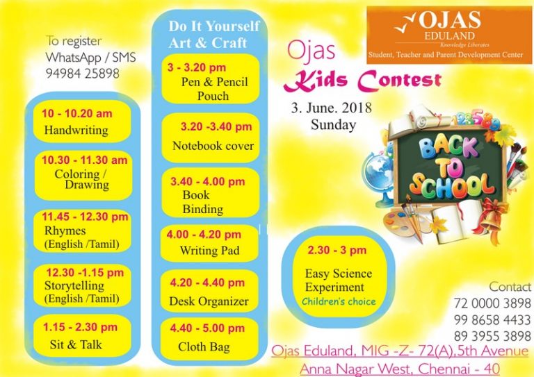 “Ojas Eduland” is organizing Kid’s Competition on 3rd June 2018, Sunday ...